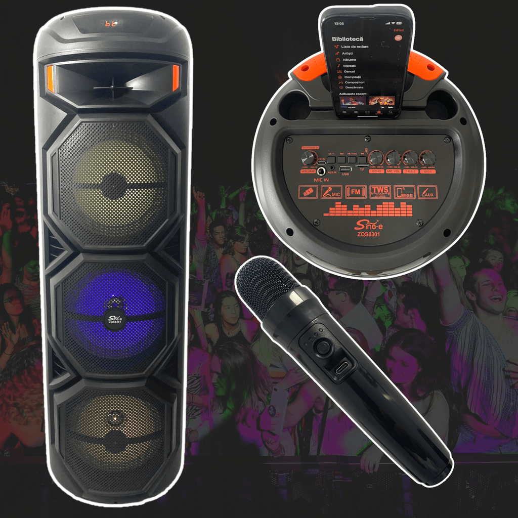 Boxa portabila bluetooth cu microfon wireless mare – PEDAVO
