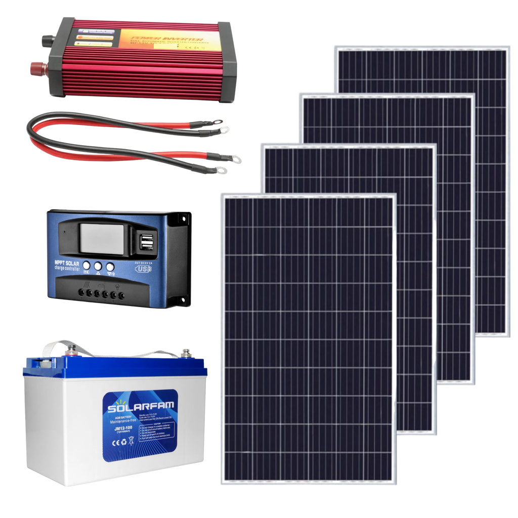 Kit fotovoltaic 4 panouri 165w Controller MPPT 60A Invertor 1500w acum ...