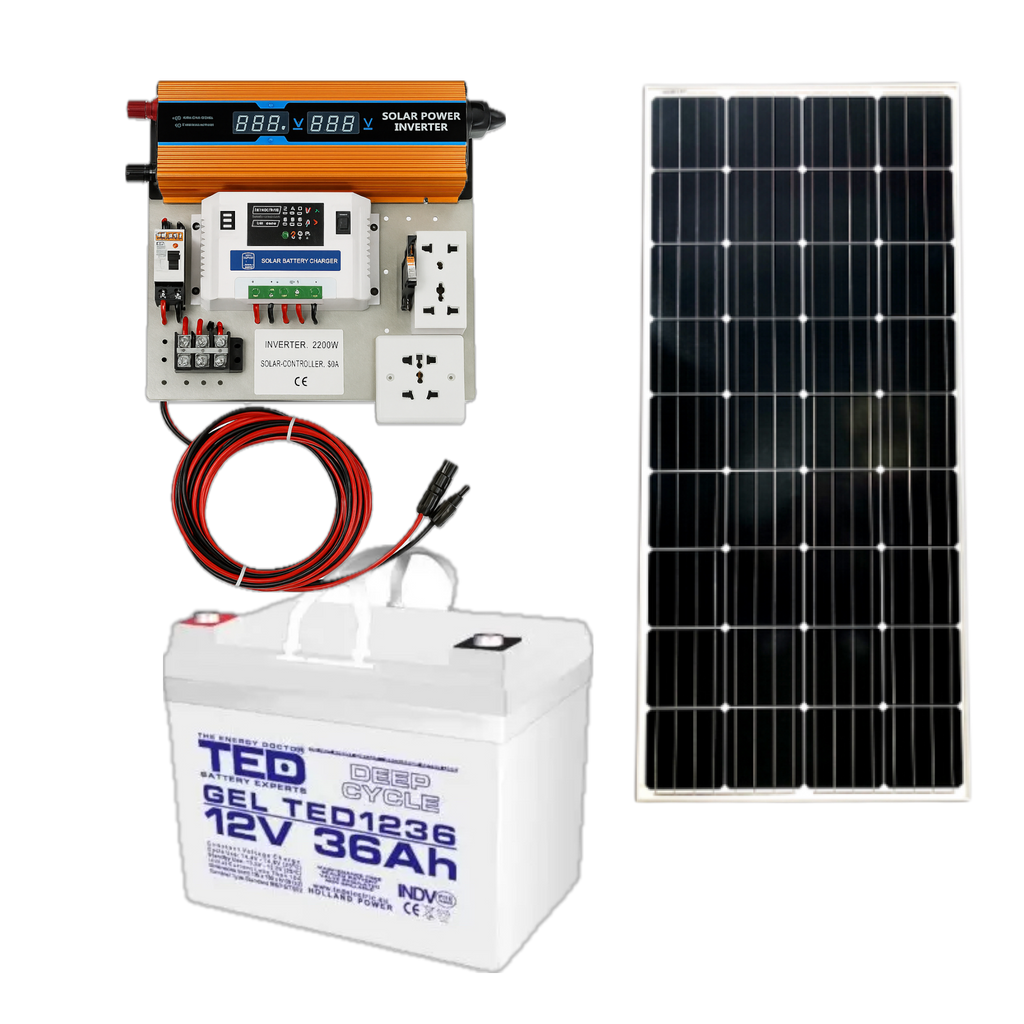 Mini Kit fotovoltaic complet 2200W, gata de utilizare cu panou solar 1 ...
