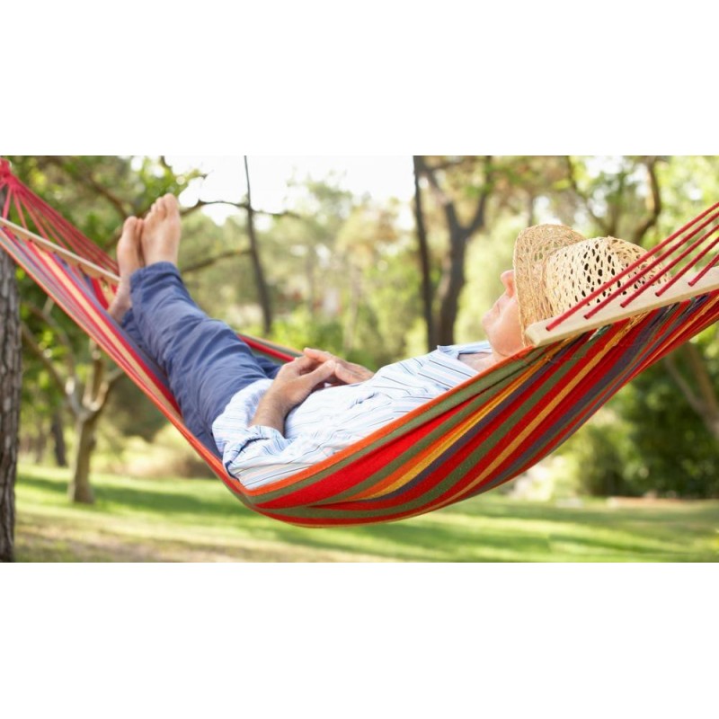 Hamac din material TEXTIL cu/fara bara din LEMN, 200 x 80 cm, husa inc ...