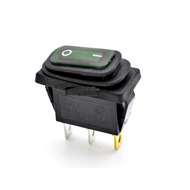 Buton intrerupator ingust cauciucat verde 15A 220V – PEDAVO